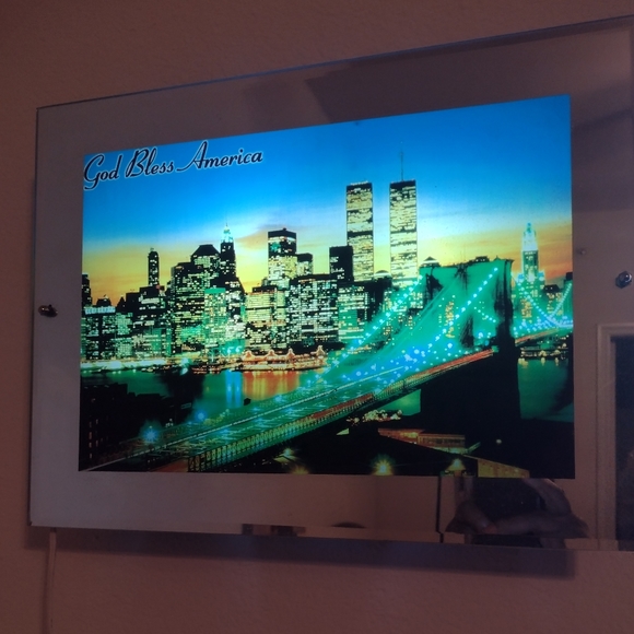 Wall Decor | Twin Towers Lightup Mirrorpicturewith God Bless America On ...